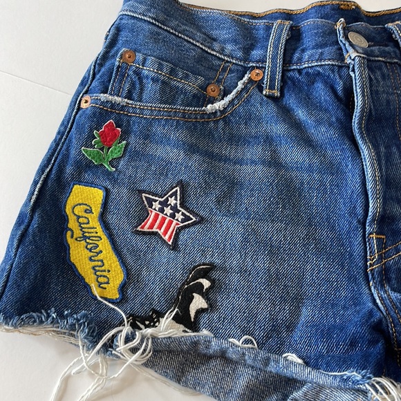 Levi's | Shorts | Levis Premium Denim 5 Blue Jean Shorts With Patches ...